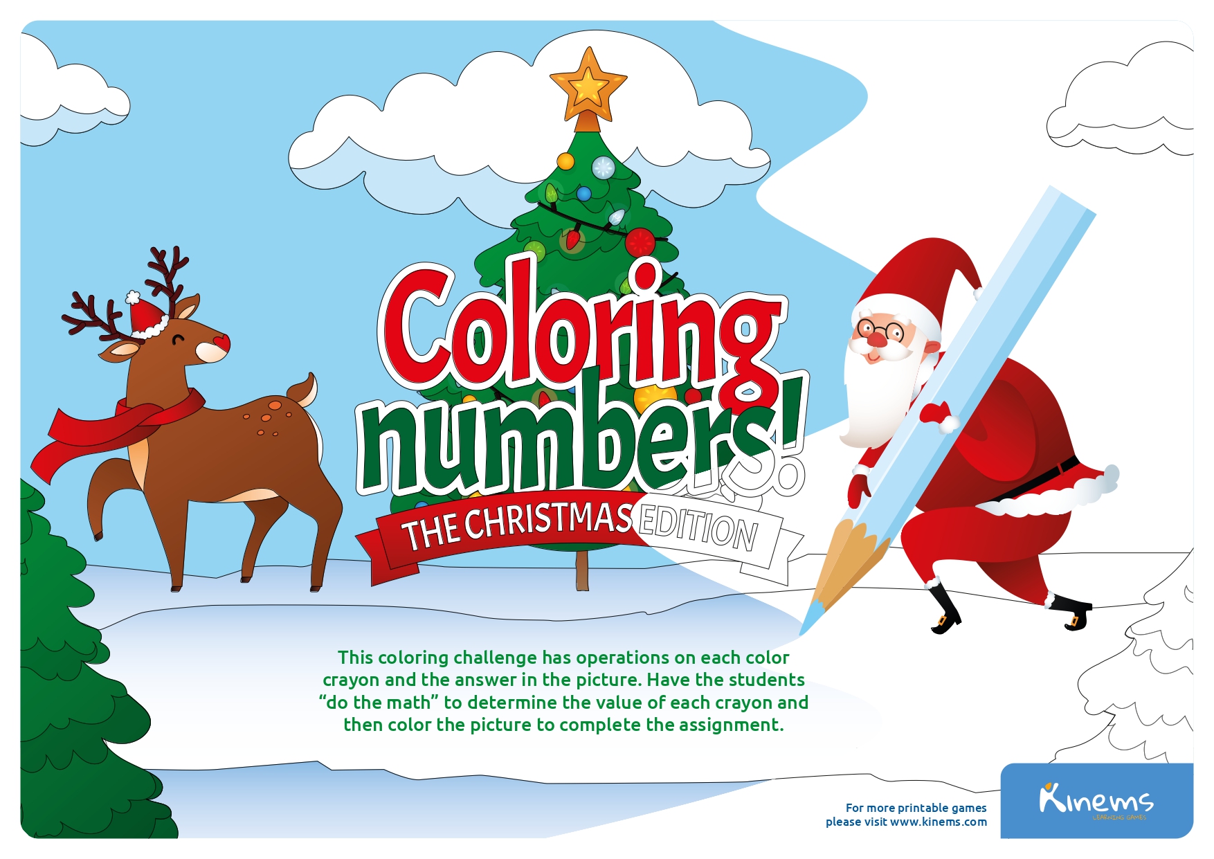 Printable Educational Board Game | Coloring Numbers: Christmas Edition